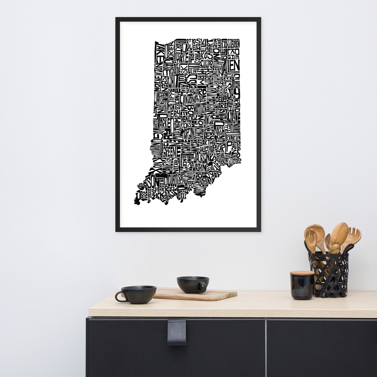 Indiana Typography Map Art FRAMED Print Custom Personalized - Etsy