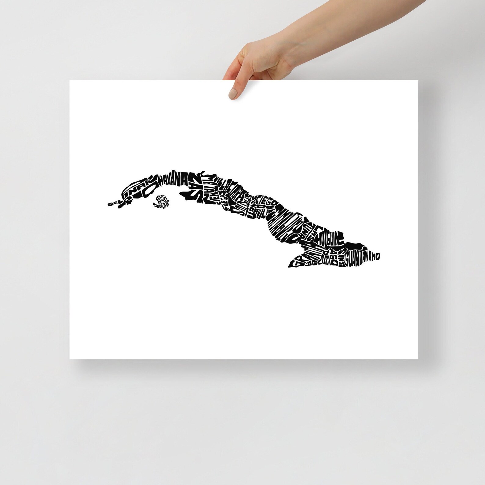 Cuba Typography Map Art Unframed Print Customizable State Poster ...