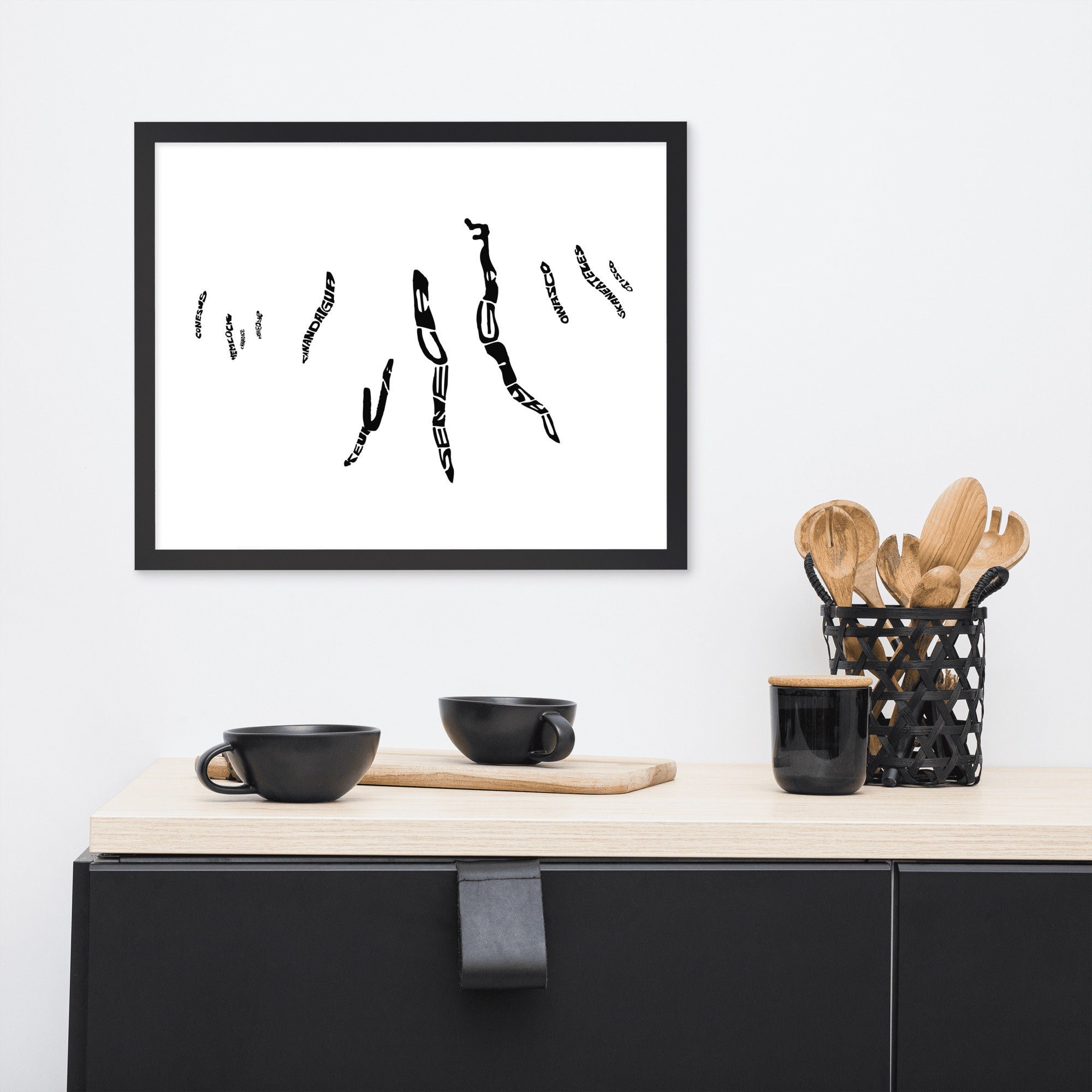 Finger Lakes Typography Map Art FRAMED Print Personalized State Poster ...