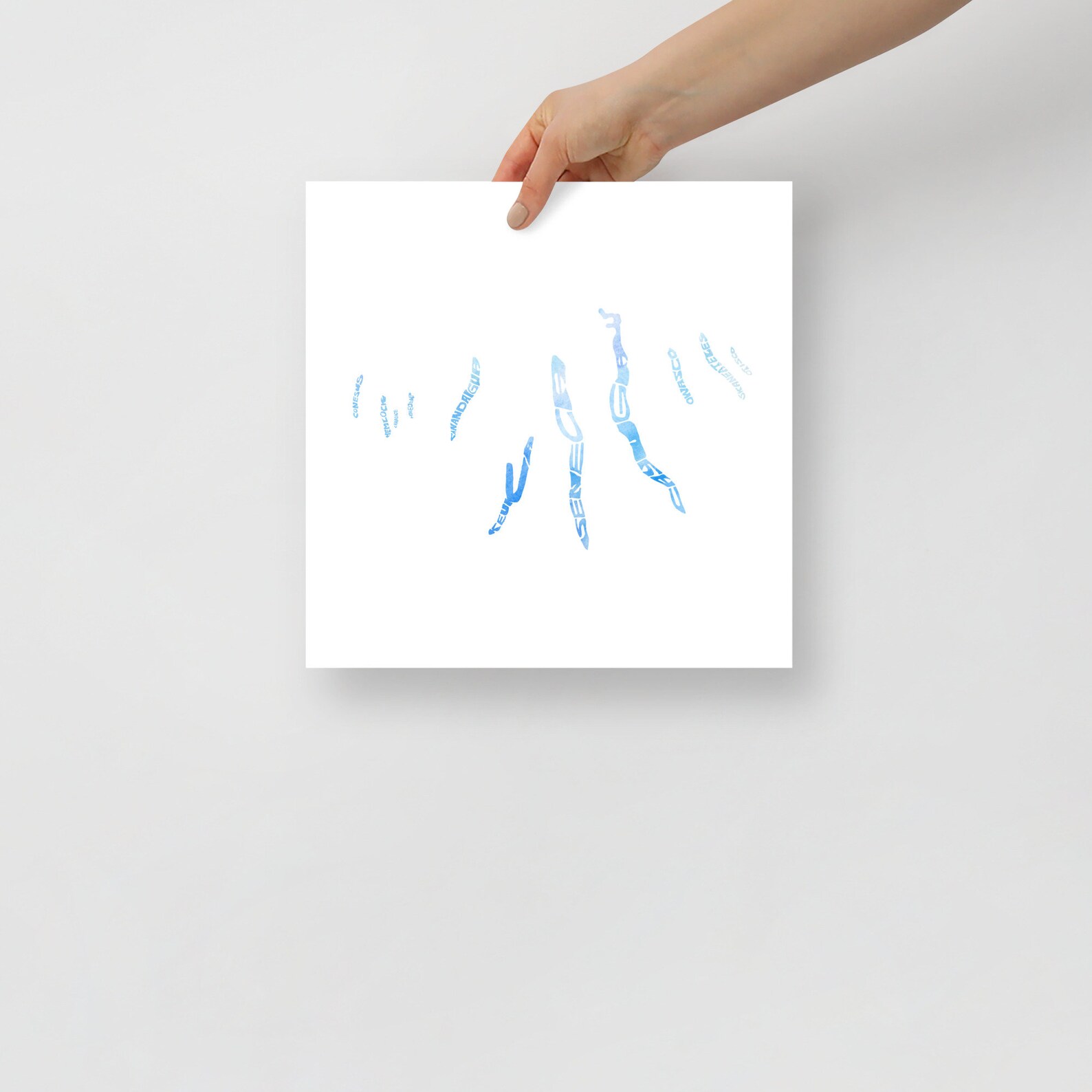 Finger Lakes Watercolor Typography Map Art Unframed Print - Etsy