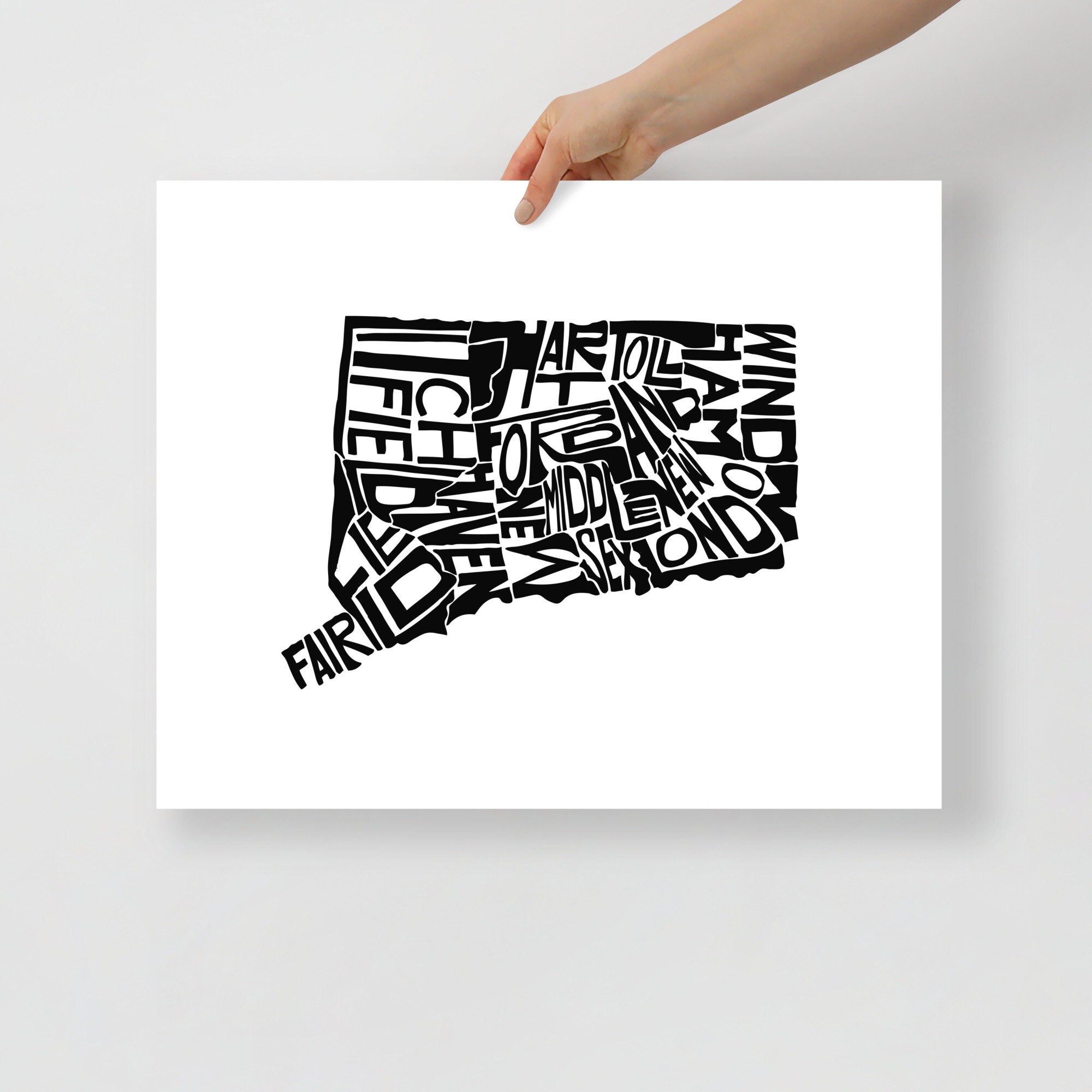 Connecticut Typography Map Art Unframed Print State Poster - Etsy