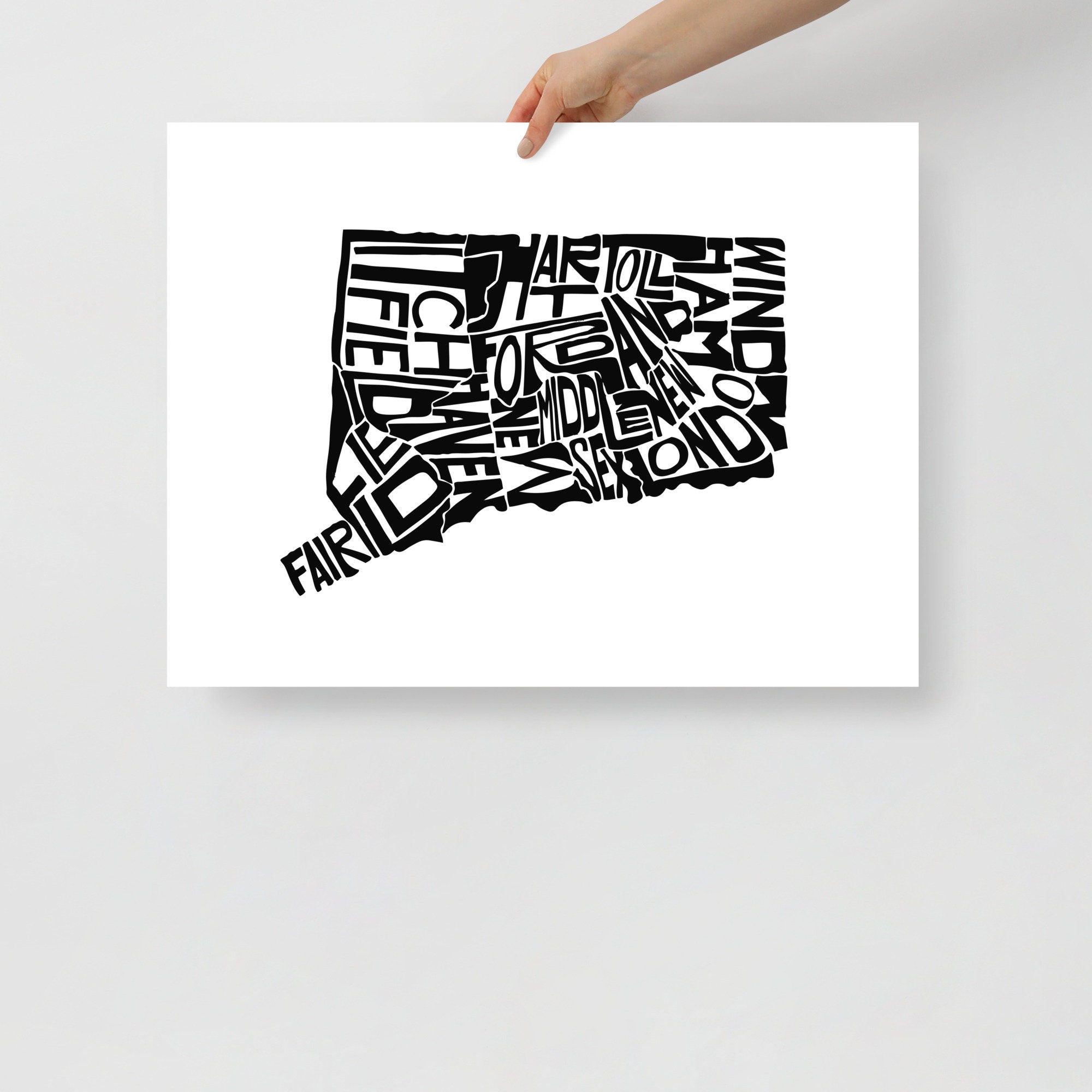 Connecticut Typography Map Art Unframed Print State Poster - Etsy