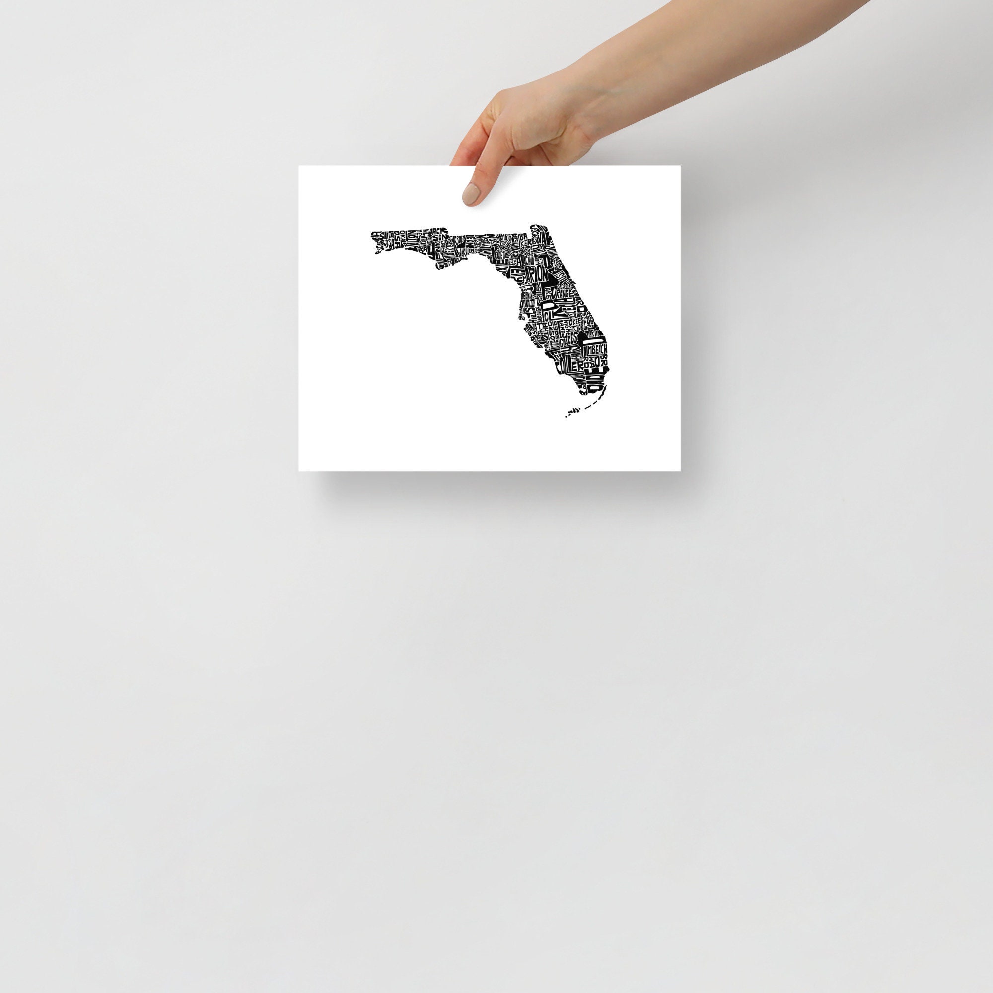 Florida Typography Map Art Unframed Print Customizable State - Etsy