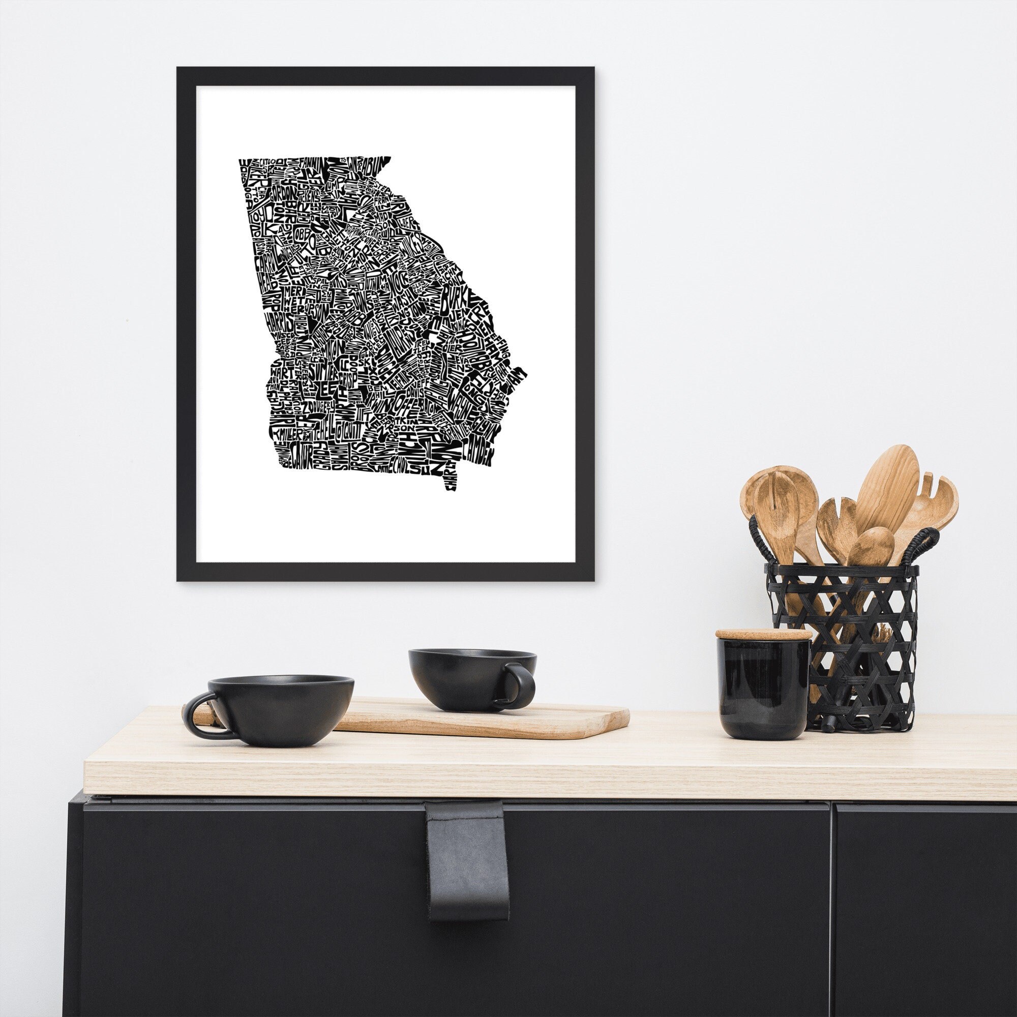 Georgia Typography Map Art FRAMED Print Customizable State Poster ...