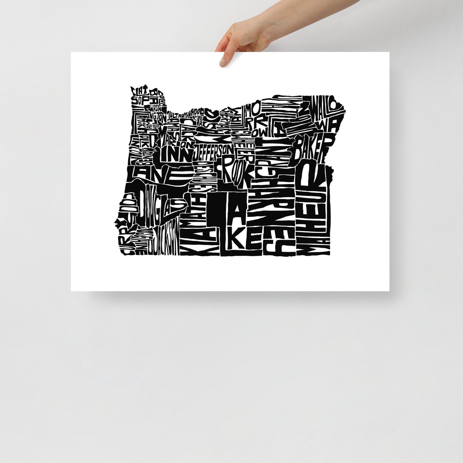 Oregon Typography Map Art Unframed Print Customizable - Etsy