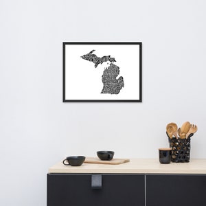 Michigan Typography Map Art FRAMED Print Customizable Personalized ...
