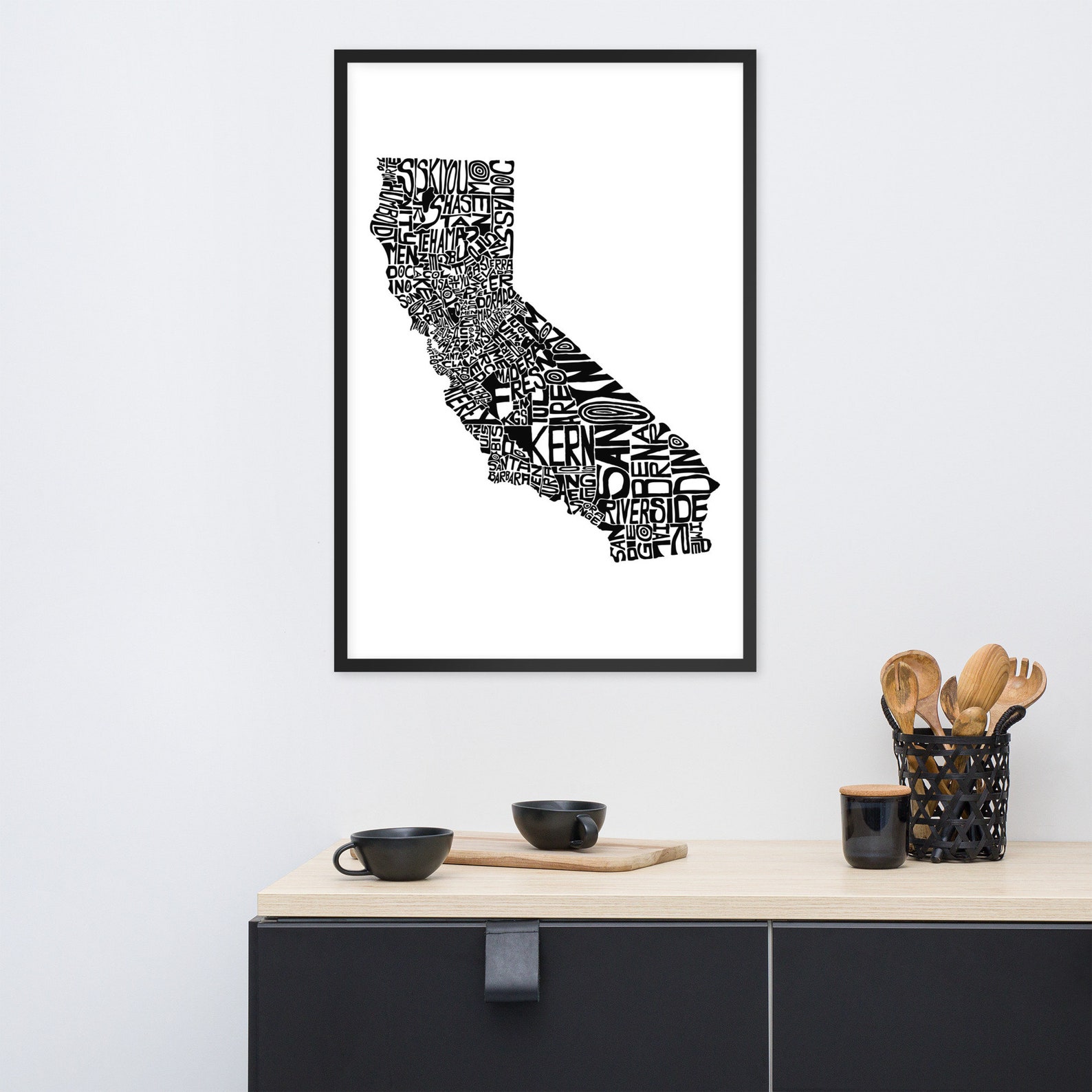 California Typography Map Art FRAMED Print Custom State Poster - Etsy