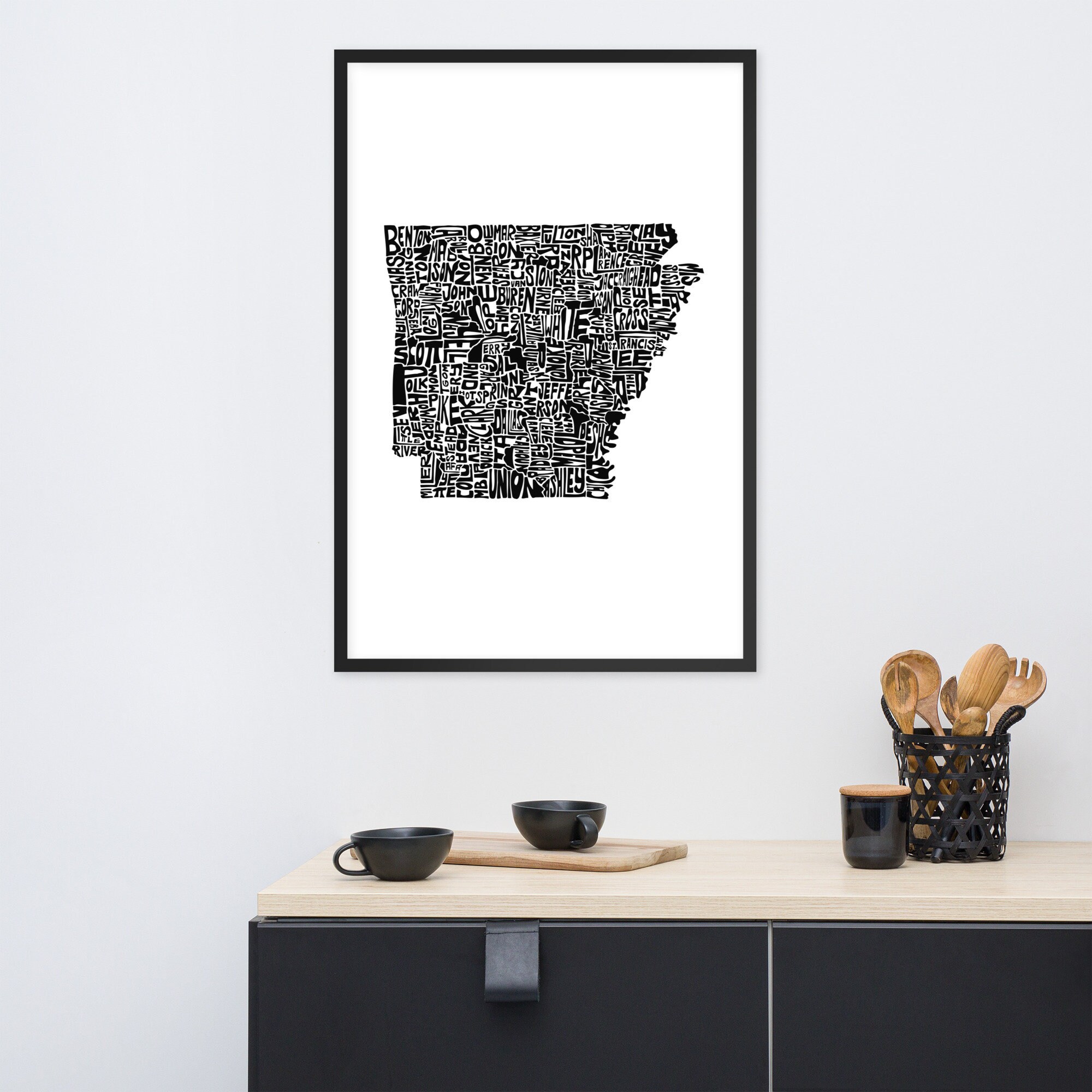 Arkansas Typography Map Art FRAMED Print Customizable State - Etsy