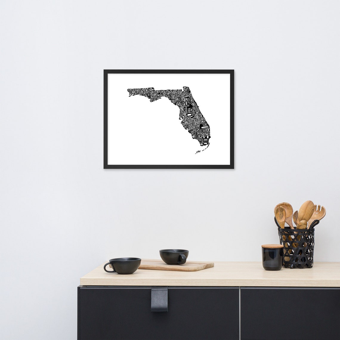 Florida Typography Map Art FRAMED Print Customizable State - Etsy