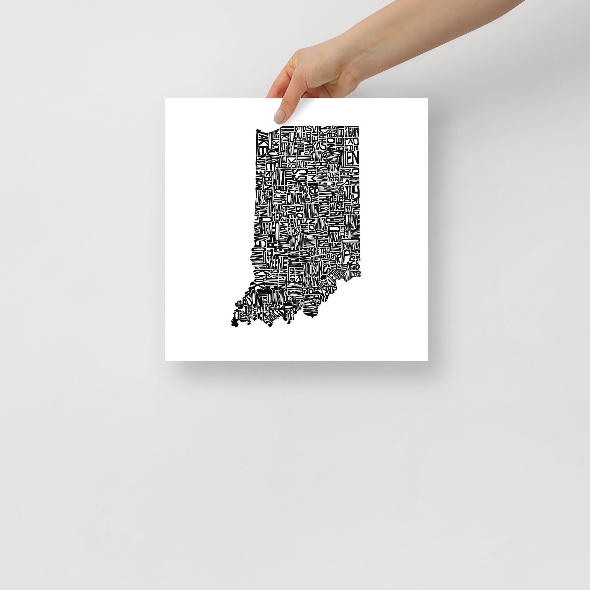 Indiana Typography Map Art Unframed Print Custom Personalized - Etsy