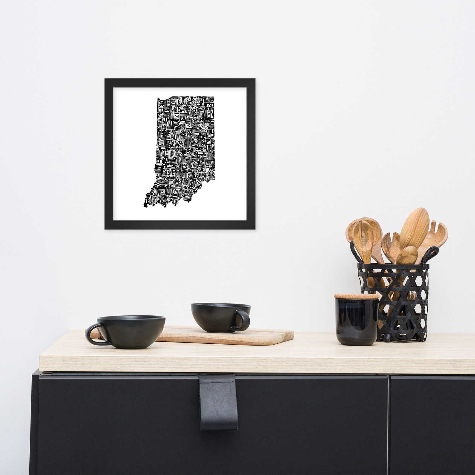 Indiana Typography Map Art FRAMED Print Custom Personalized - Etsy