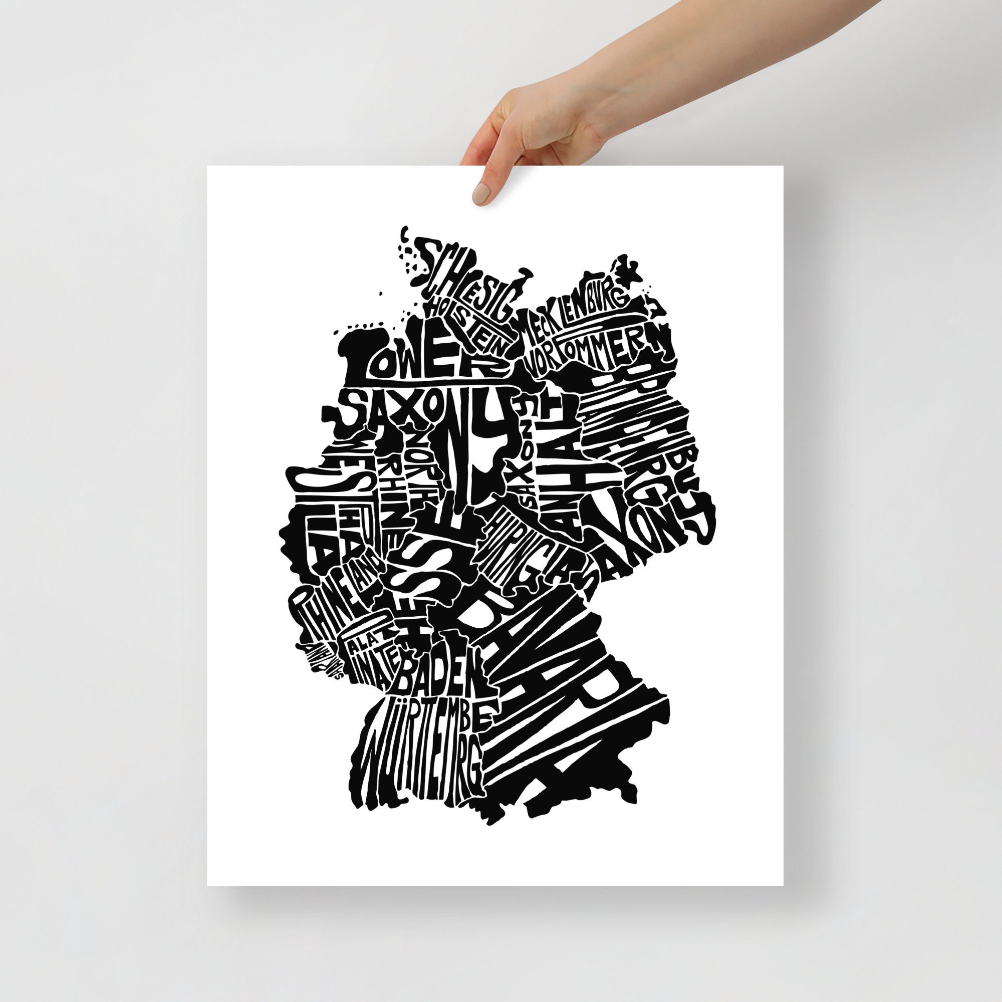 Germany Typography Map Art Unframed Print Customizable Personalized ...