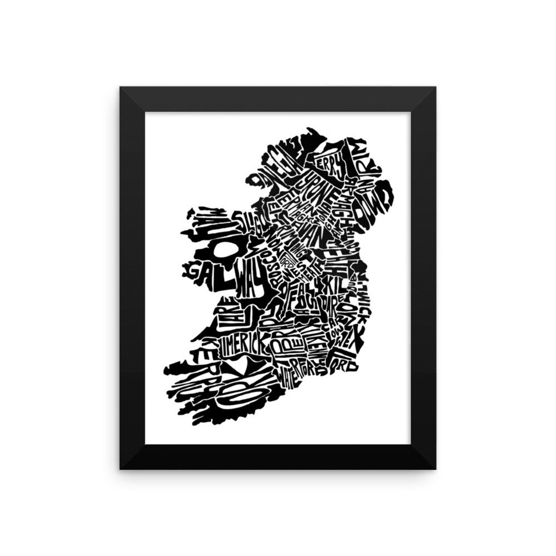 Ireland Typography Map Art FRAMED Print Customizable | Etsy