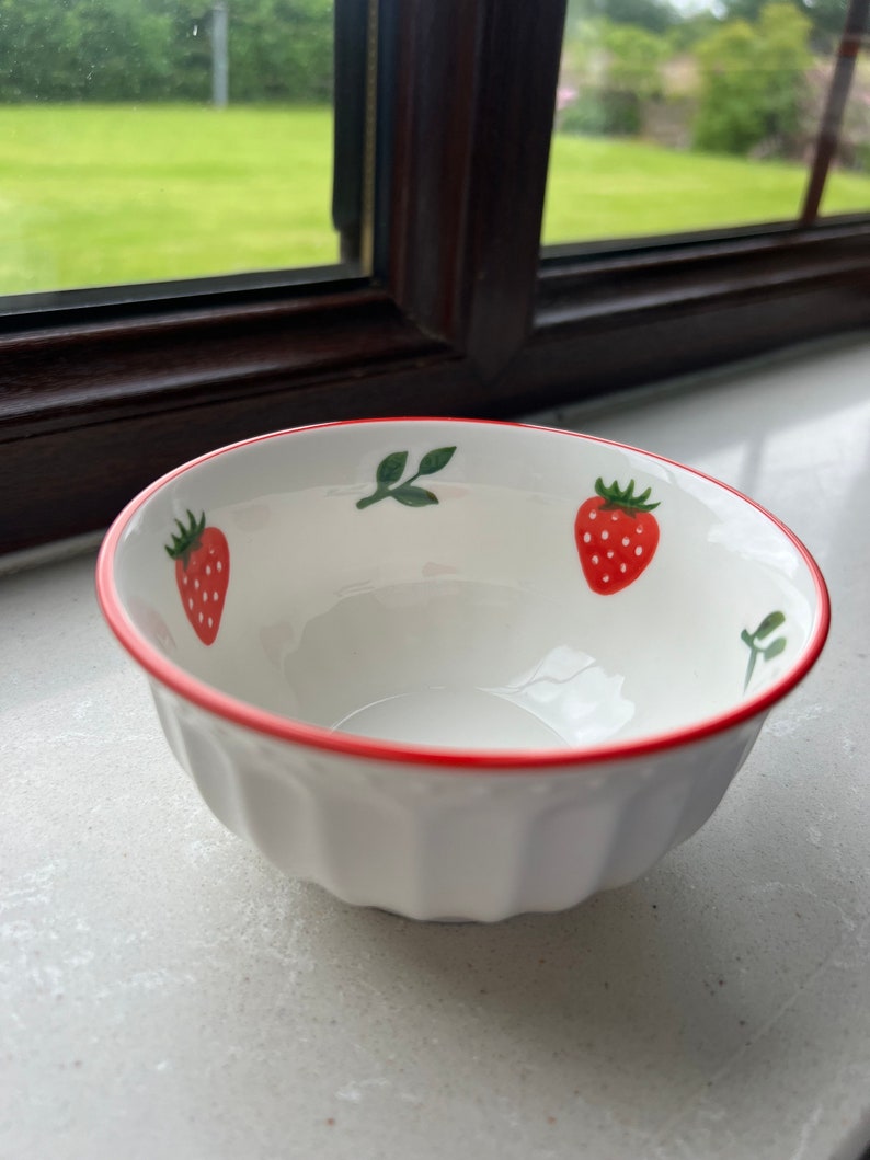Strawberry Pattern Ceramic Bowl - Etsy