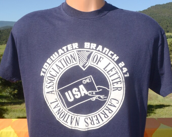 Vintage 80s Tee Tidewater NALC Letter Carriers Postal Mail Union T ...