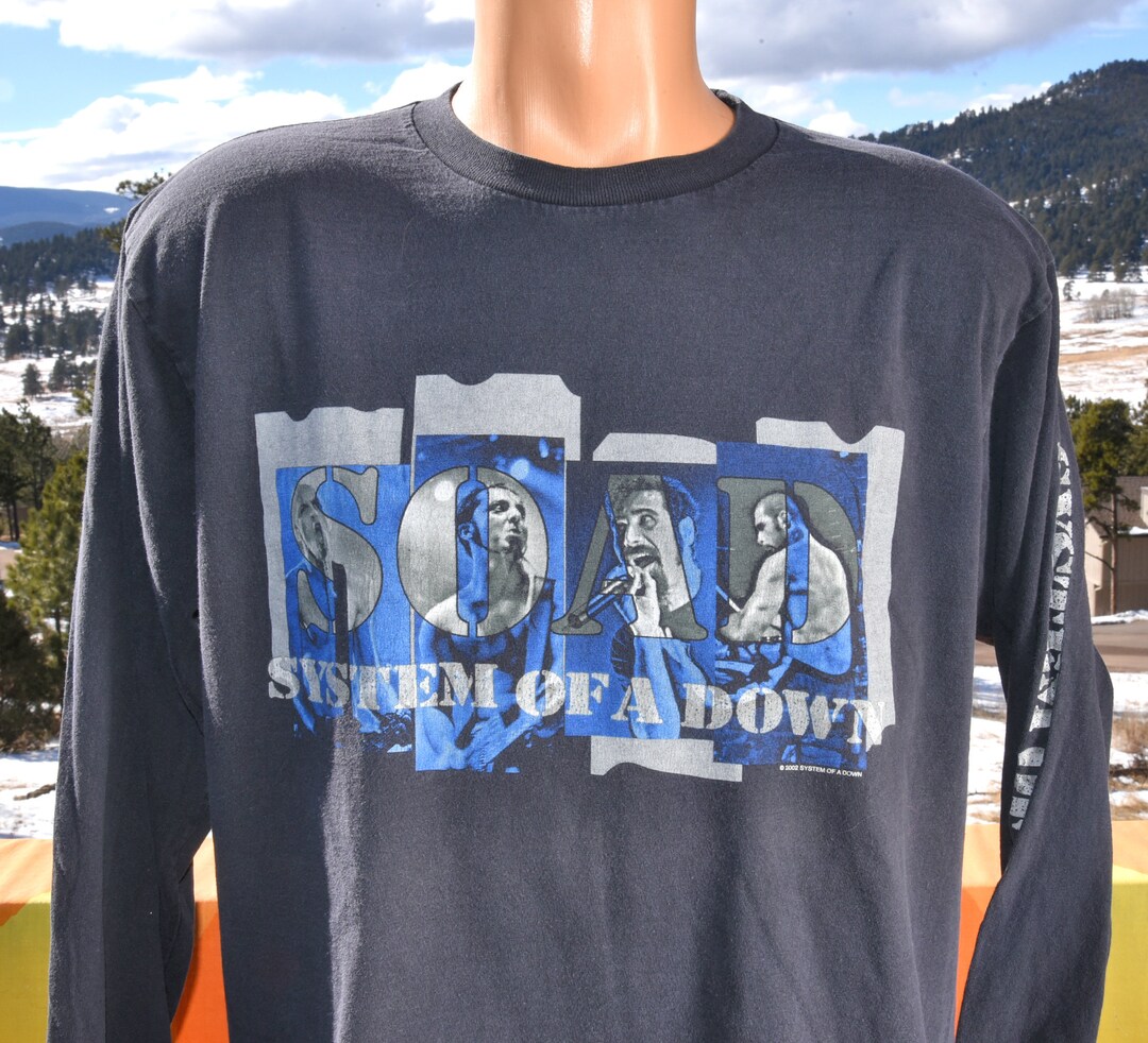 Vintage 00s Rock Tee SOAD System of a Down Band Black Concert Long ...