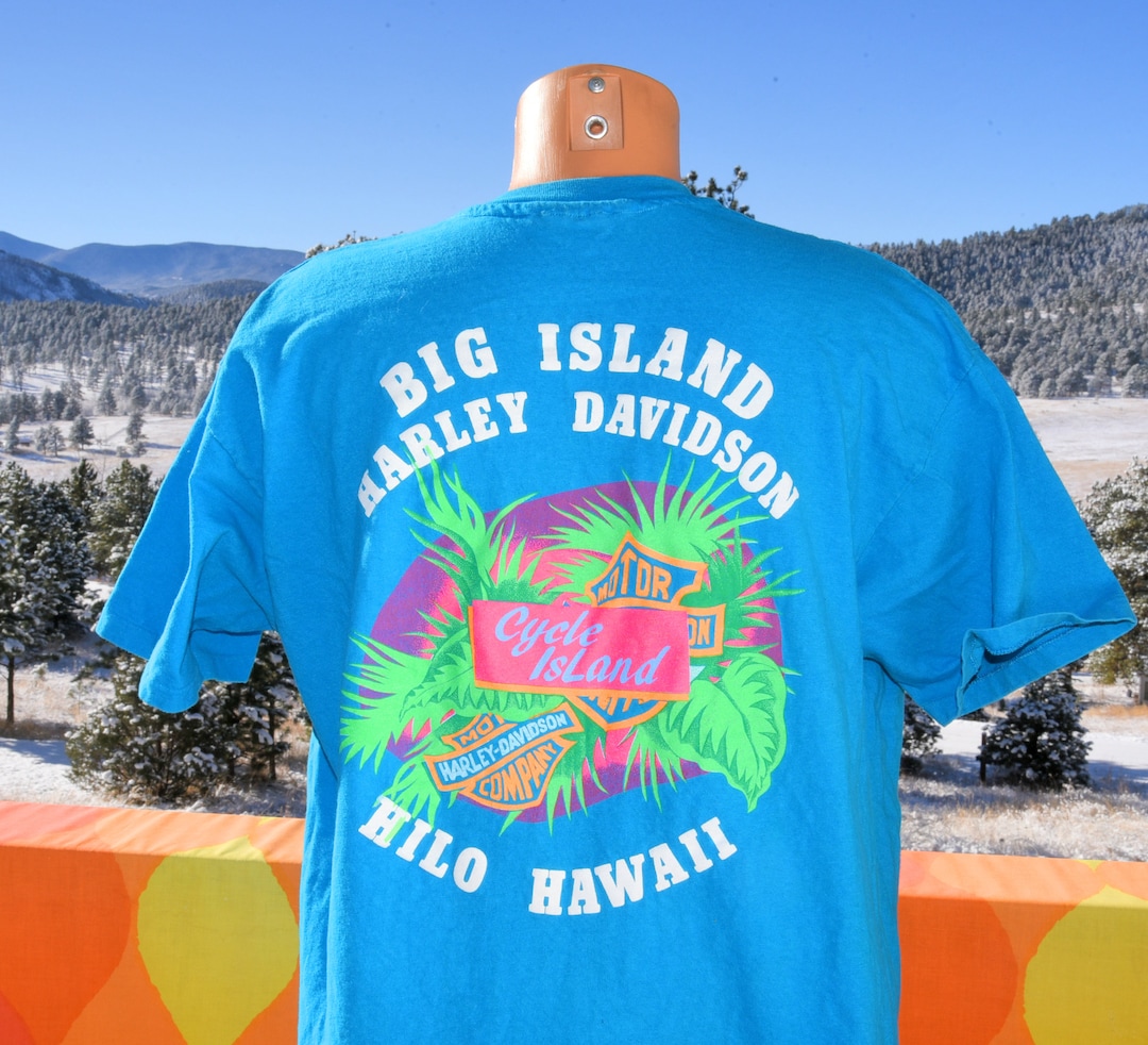 Vintage 80s T-shirt Big Island HARLEY Davidson Motorcycle Biker Hilo ...