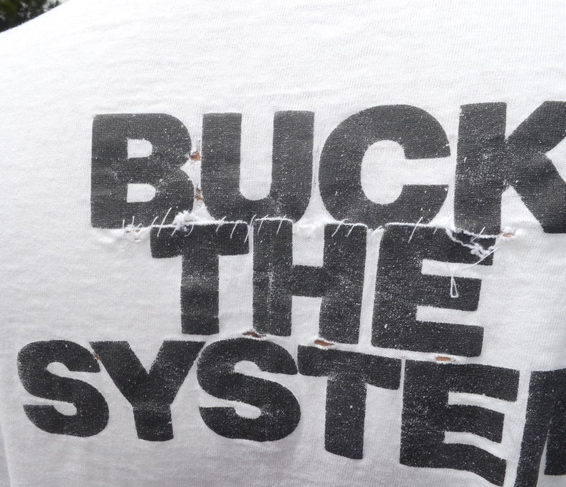 80s Vintage T-shirt BUCKS the System Cigarettes Tobacco Pocket Tee ...