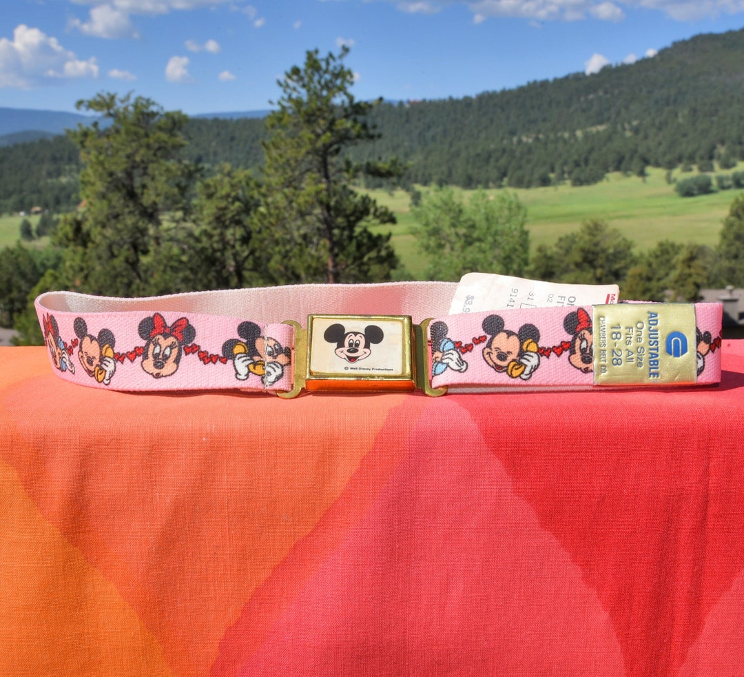 Vintage 80s Kids Belt MICKEY MOUSE Disney Elastic Stretch Buckle New ...