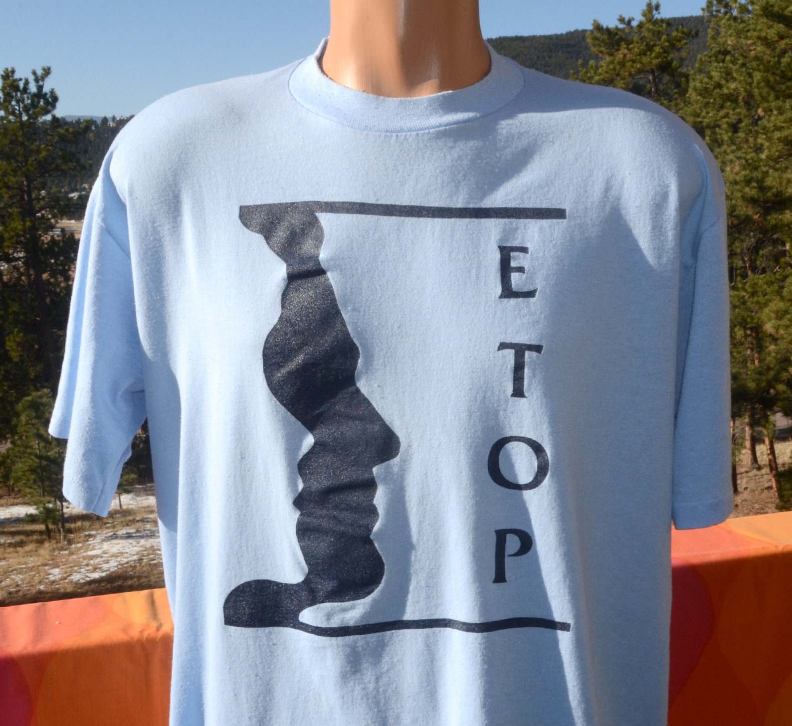 Vintage Tee 80s ETOP Acronym Random Light Blue Screen Stars - Etsy
