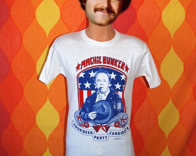 Vintage 70s T-shirt ARCHIE BUNKER Beer Party Candidate All in the ...