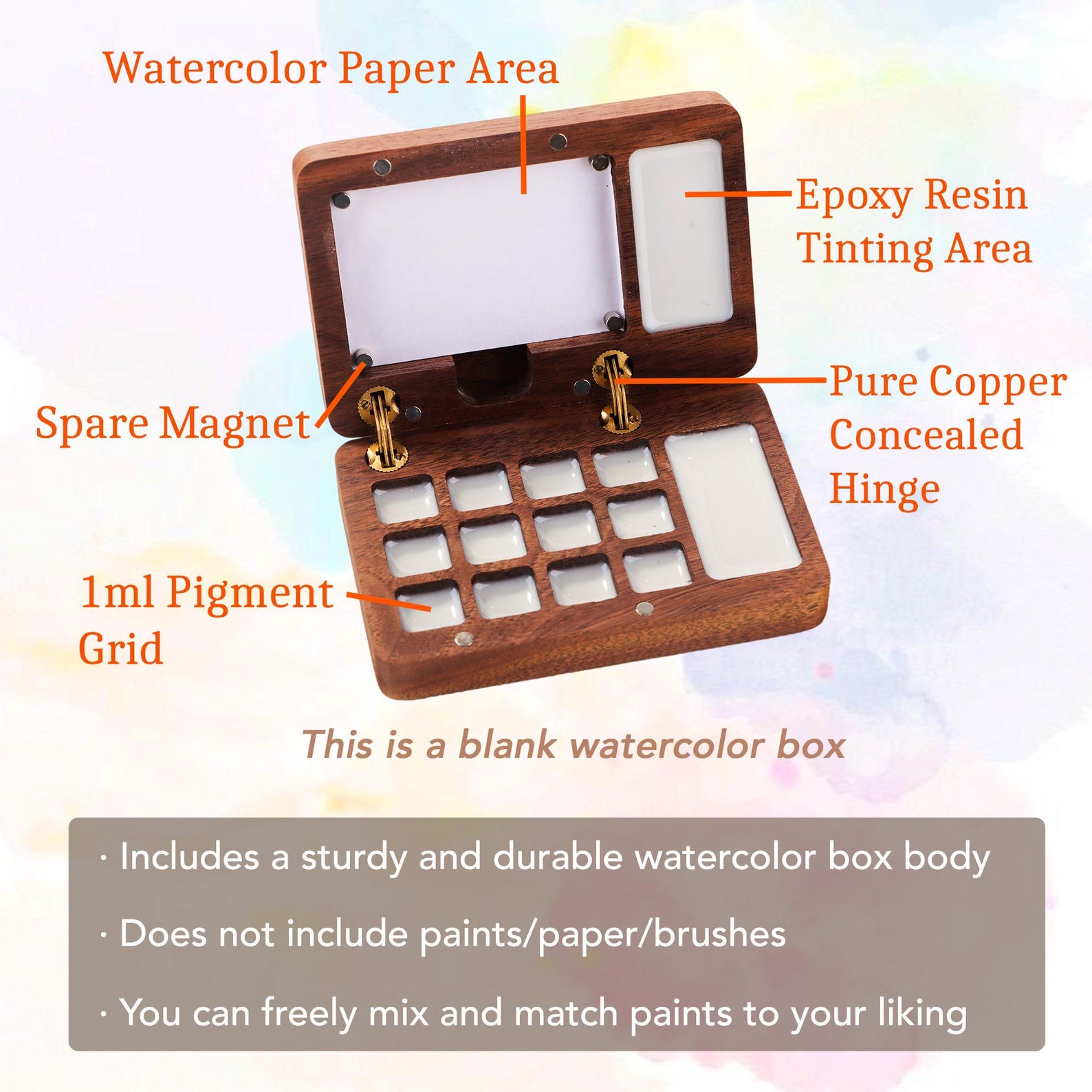 Custom-engraved Portable Watercolor Case - Travel Set, Watercolor ...
