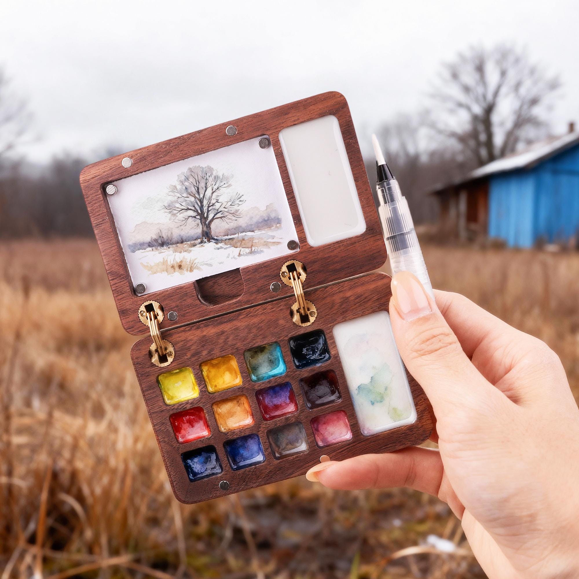 Custom-engraved Portable Watercolor Case - Travel Set, Watercolor ...