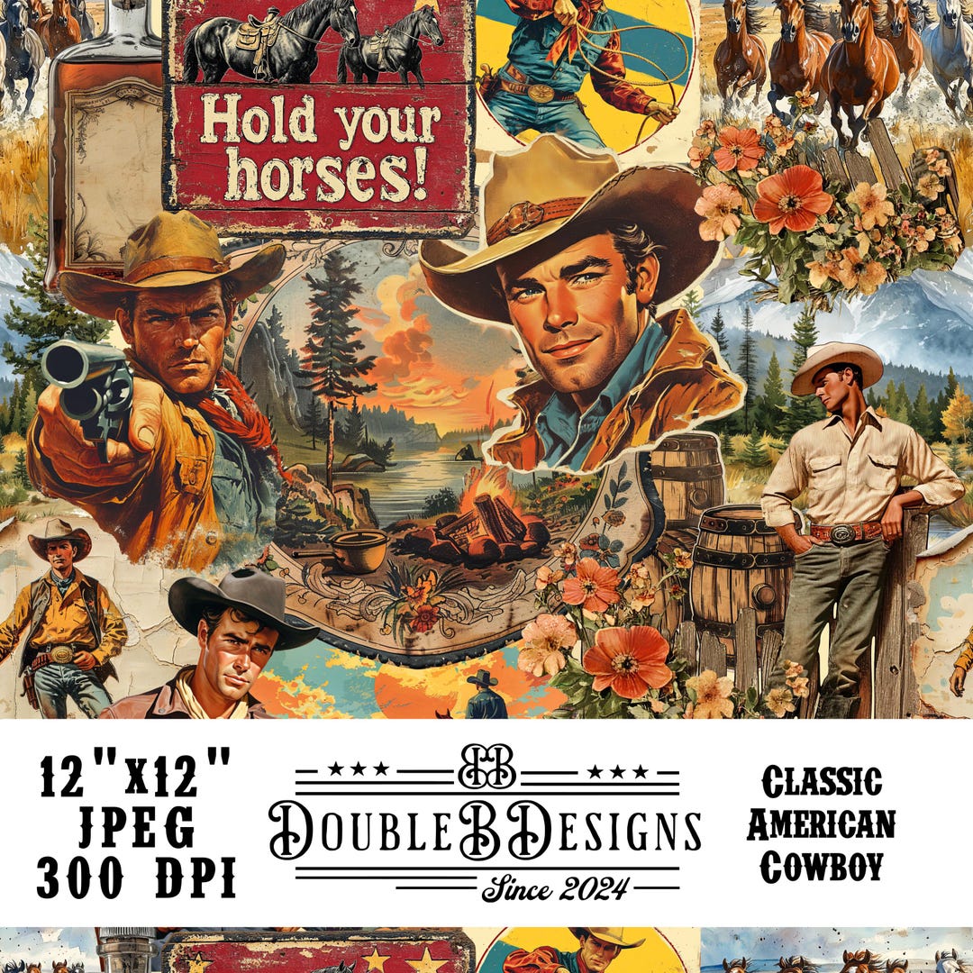 Western Classic American Cowboy Seamless Pattern DIGITAL ITEM - Etsy