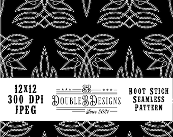 Boot Top Boot Stitch Cowboy Western Rodeo Seamless Pattern by Double B ...