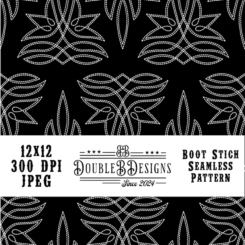 Boot Stitch Cowboy Western Rodeo Seamless Pattern by Double B Designs ...