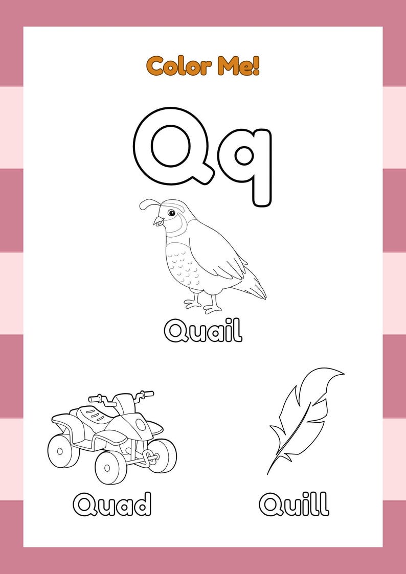 Pink Cute My ABC Coloring Booklet Worksheet - Etsy