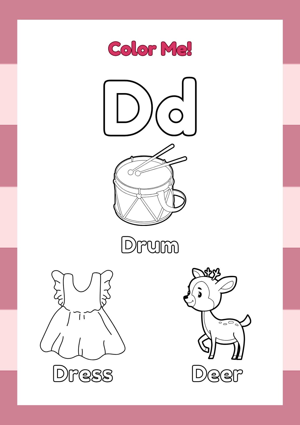 Pink Cute My ABC Coloring Booklet Worksheet - Etsy
