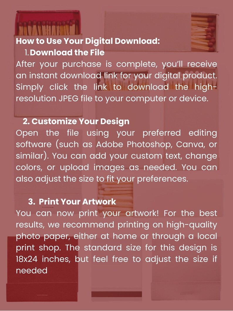 Customizable Matchbook Template, Blank Matchbook Poster, Custom ...