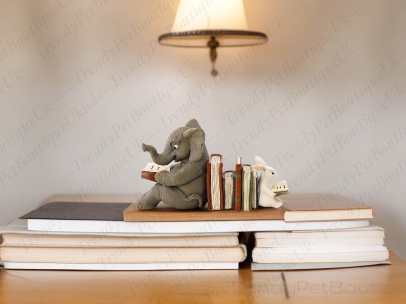 Cute Book Holder Gift Adorable Animal Figure Model Elephant and Rabbit ...