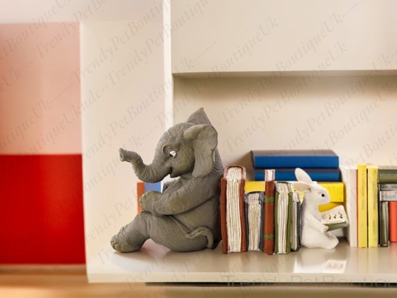 Cute Book Holder Gift Adorable Animal Figure Model Elephant and Rabbit ...