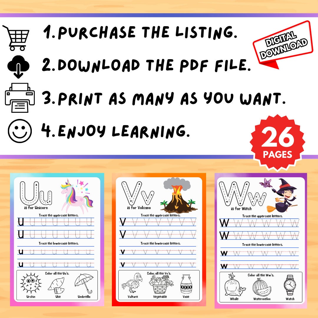 Preschool Alphabet Book tracing and Coloring - Etsy