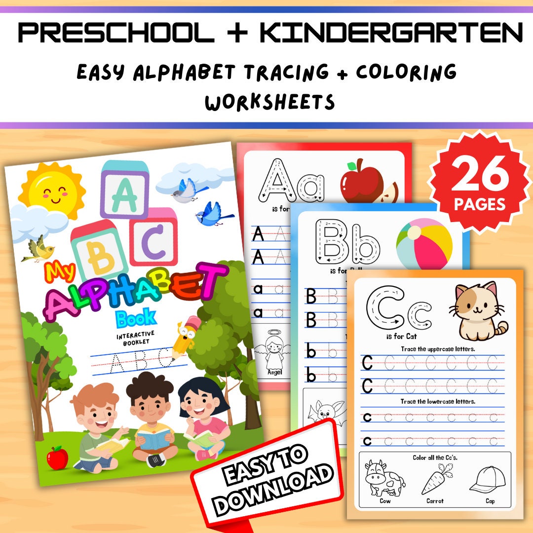 Preschool Alphabet Book tracing and Coloring - Etsy