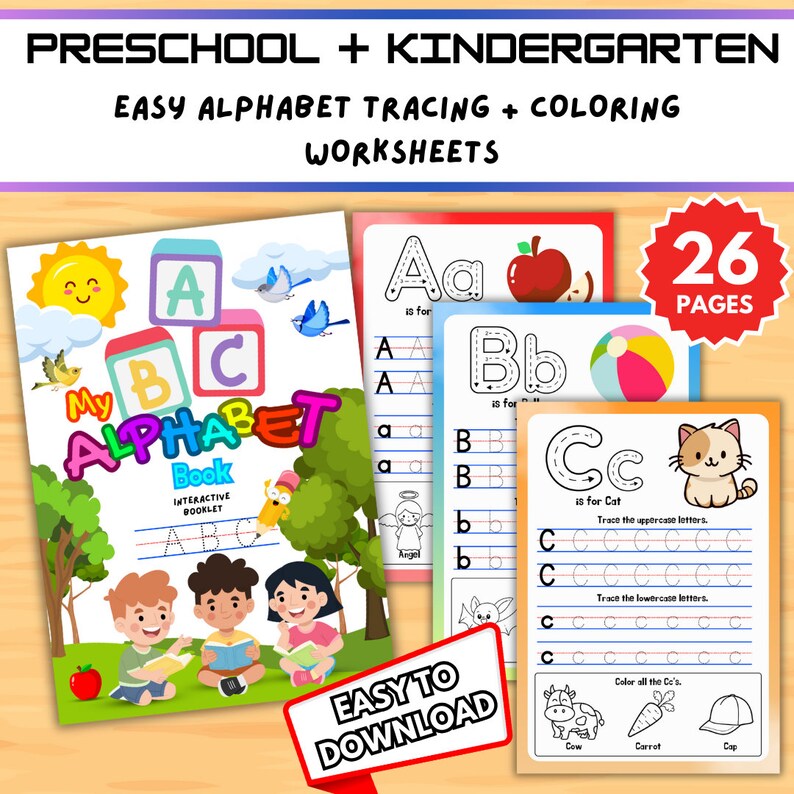 Preschool Alphabet Book tracing and Coloring - Etsy