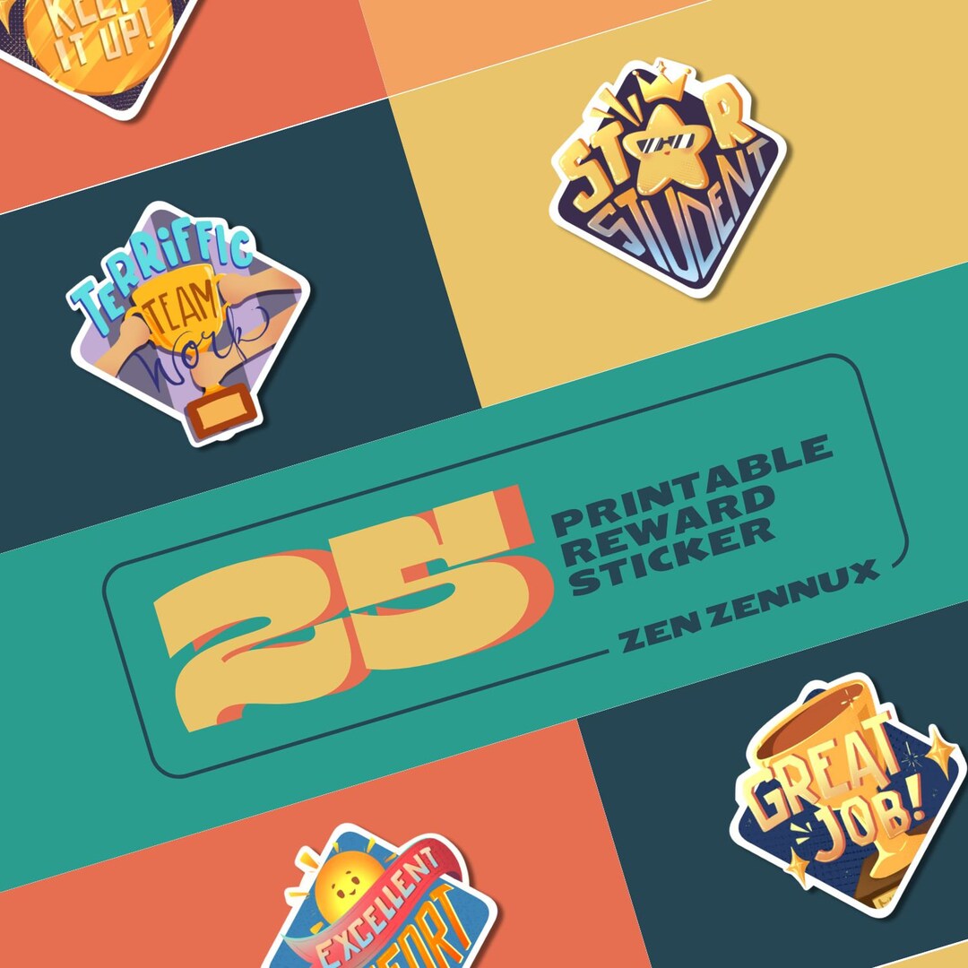 25 Printable Reward Sticker - Etsy