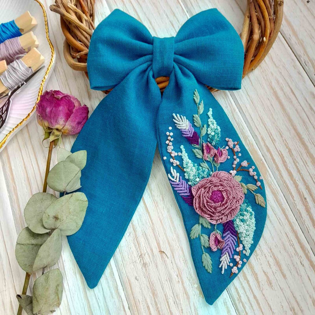 Hair Bow, Bridesmaid Gift, Handmade Bow, a Handmade Gift, Flower Hair ...