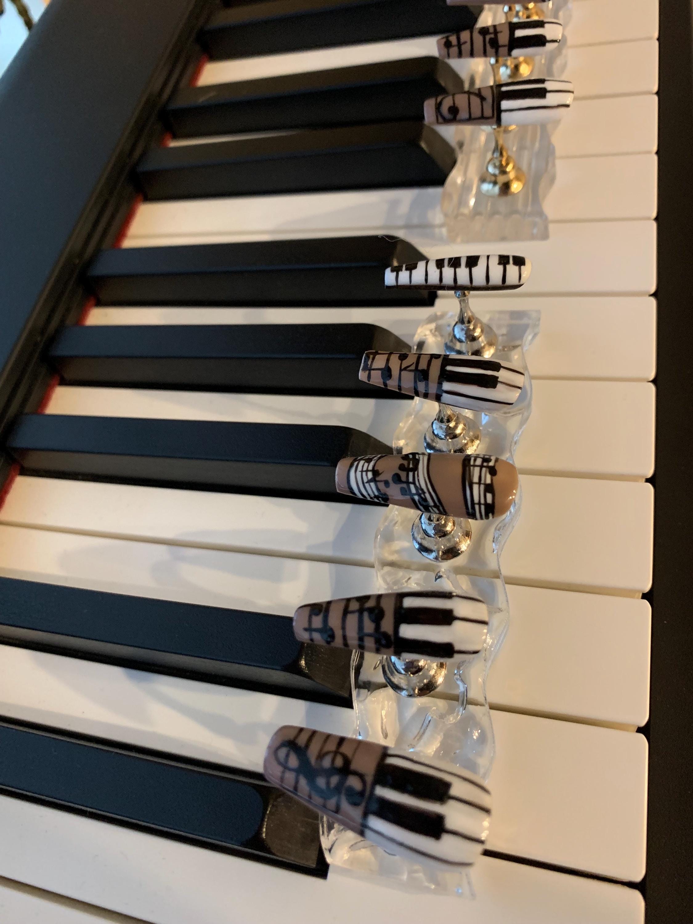 Piano & Music Notes Gel Nails - Etsy