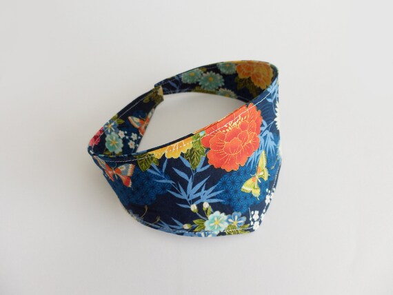 Tracheostomy Cover Blue Cotton Japanese Floral Fabric Cotton | Etsy