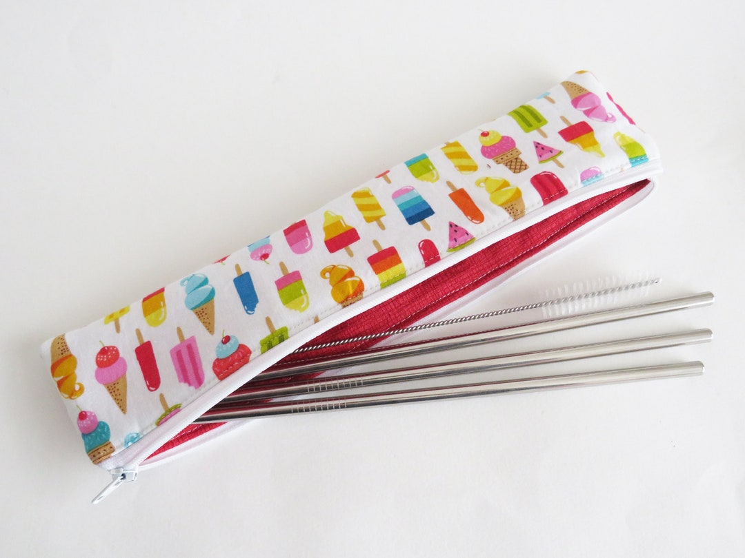 Iced Lolly Straw Pouch, Reusable Straw Pouch, Pouch for Reusable Straws ...