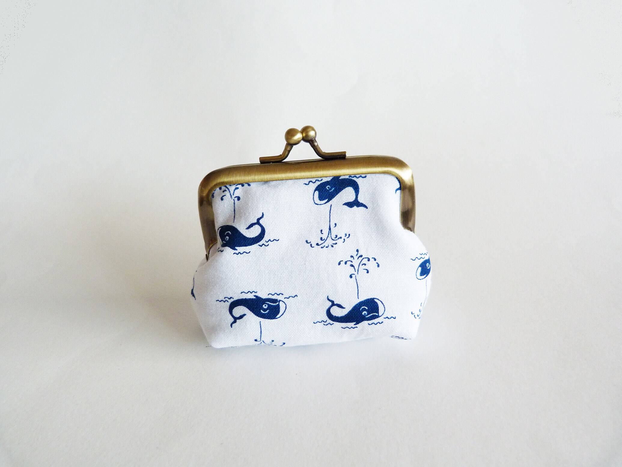 Whale coin purse whale print whale gift blue and white | Etsy