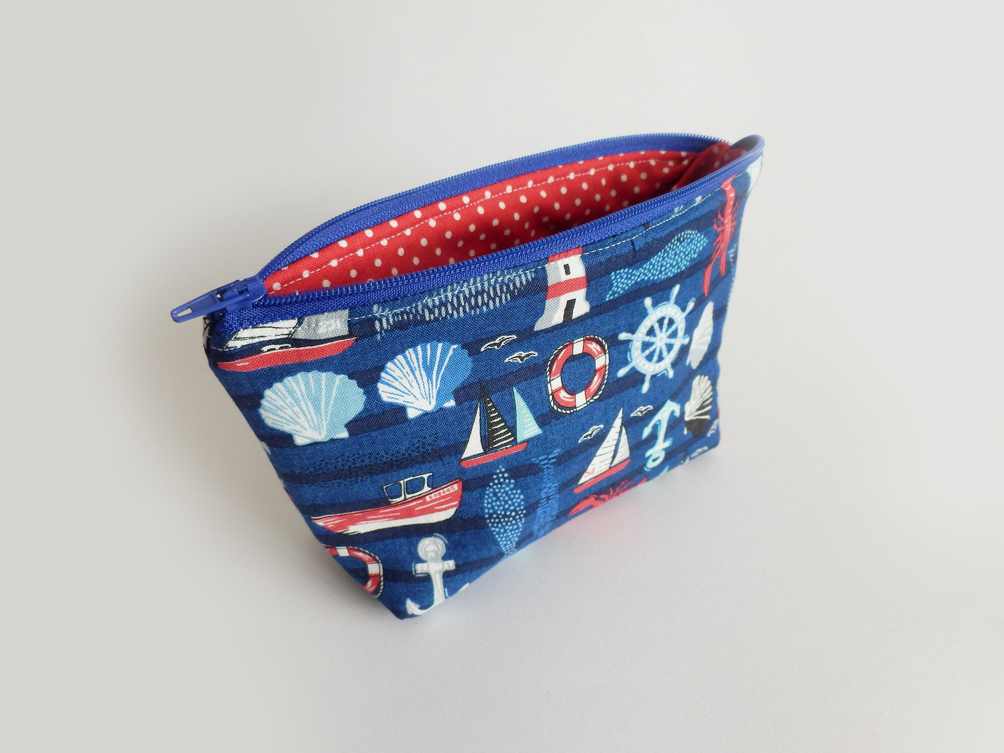 Nautical Coin Purse: Blue Cotton Coastal Fabric Zipper Pouch - Etsy UK