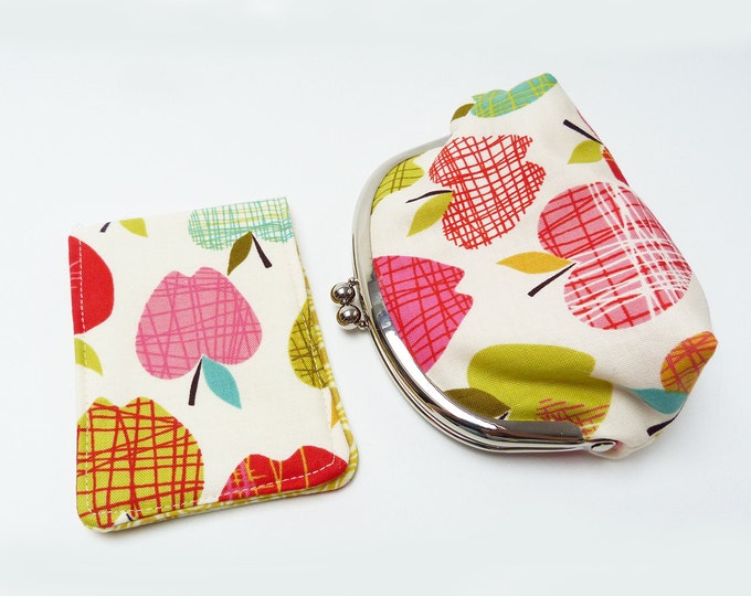 Gift Set - Multi Colour Cotton Apple Fabric Coin Purse and Credit Card ...