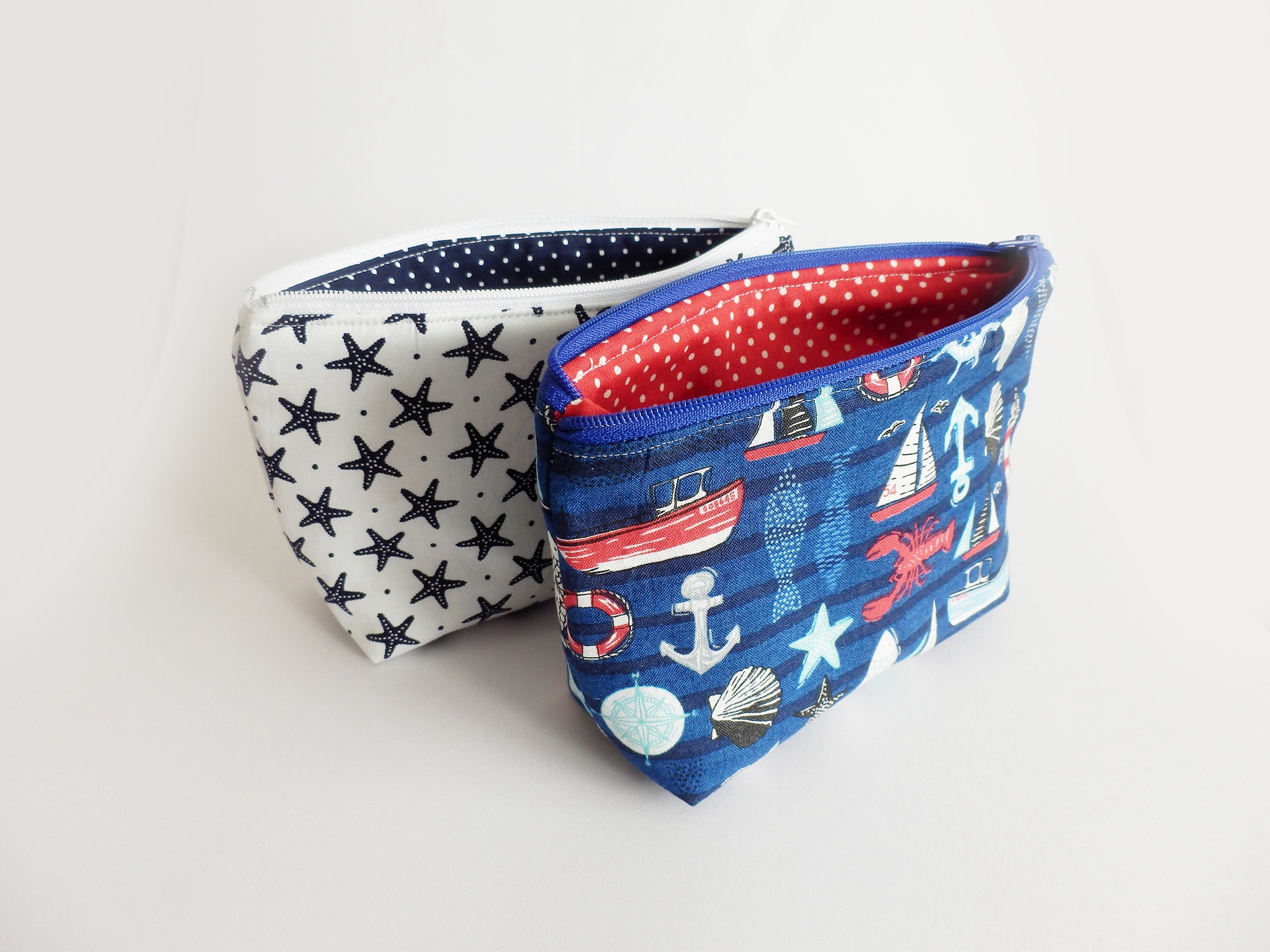 Nautical Coin Purse: Blue Cotton Coastal Fabric Zipper Pouch - Etsy UK