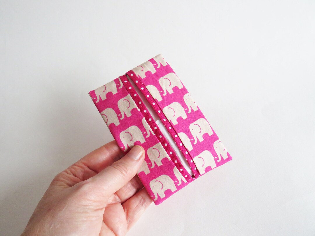 Elephant Tissue Holder, Pink and White Cotton Elephant Print, Get Well ...