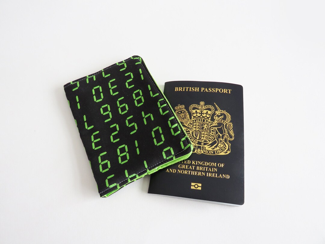 Handmade Digital Numbers Passport Cover: Black & Green Cotton - Etsy