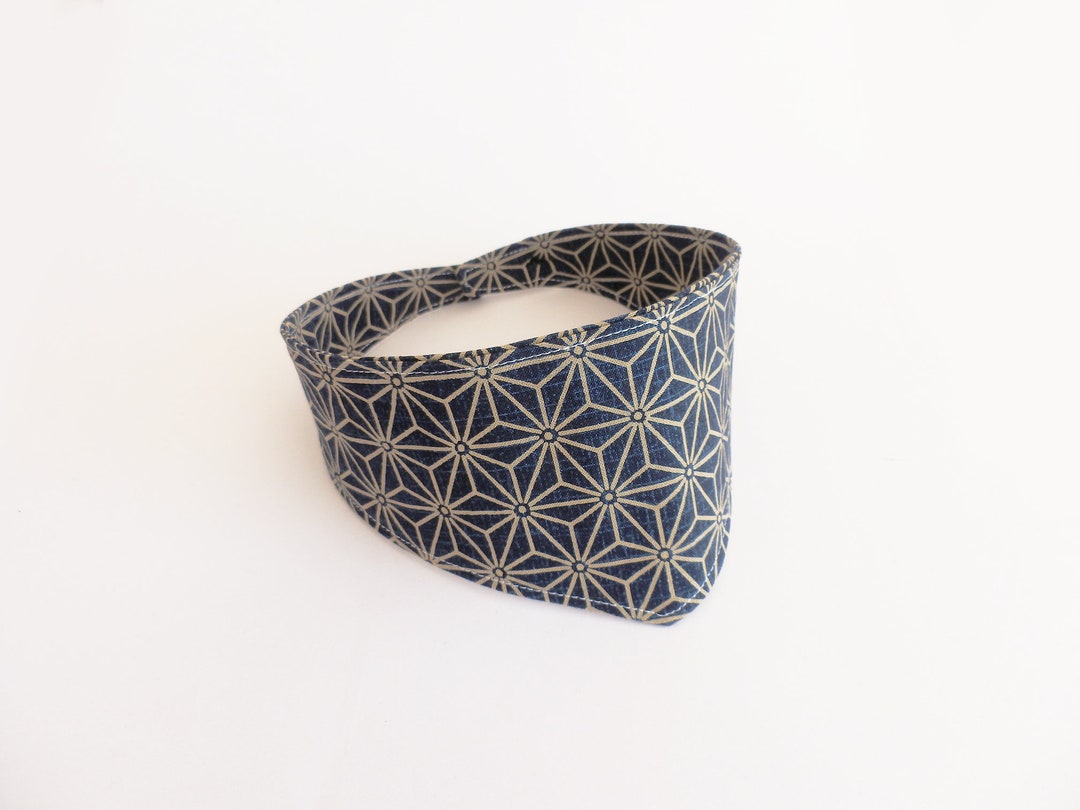 Tracheostomy Cover, Geometric Design, Navy Blue and Beige Cotton ...